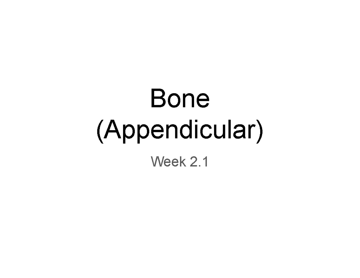 Bone (Appendicular) Week 2.1: Evolution of Fins and Limb Structures ...