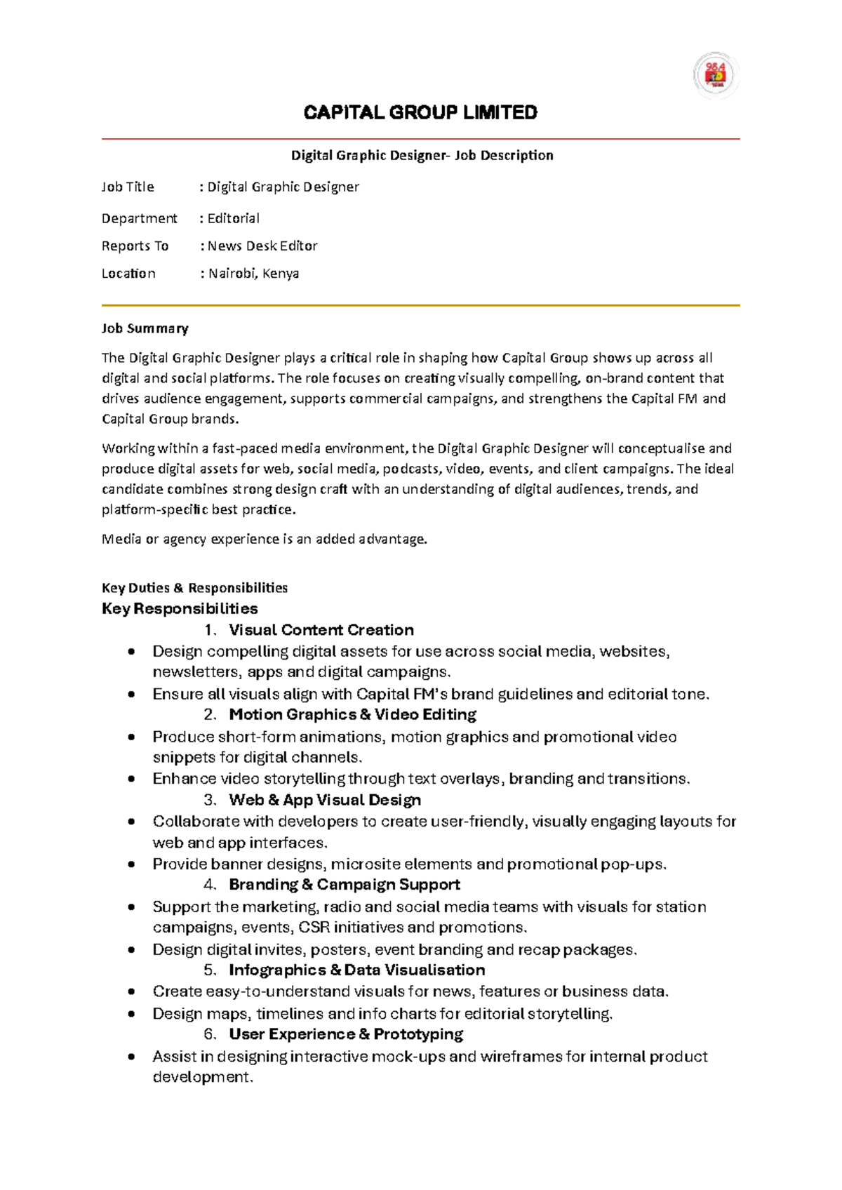 Digital Graphic Designer Job Description - Capital Group Ltd - Studocu