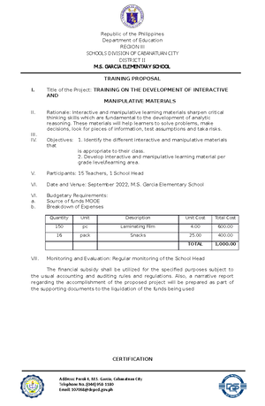 Project Proposal Basic Life Support - Republic of the Philippines ...