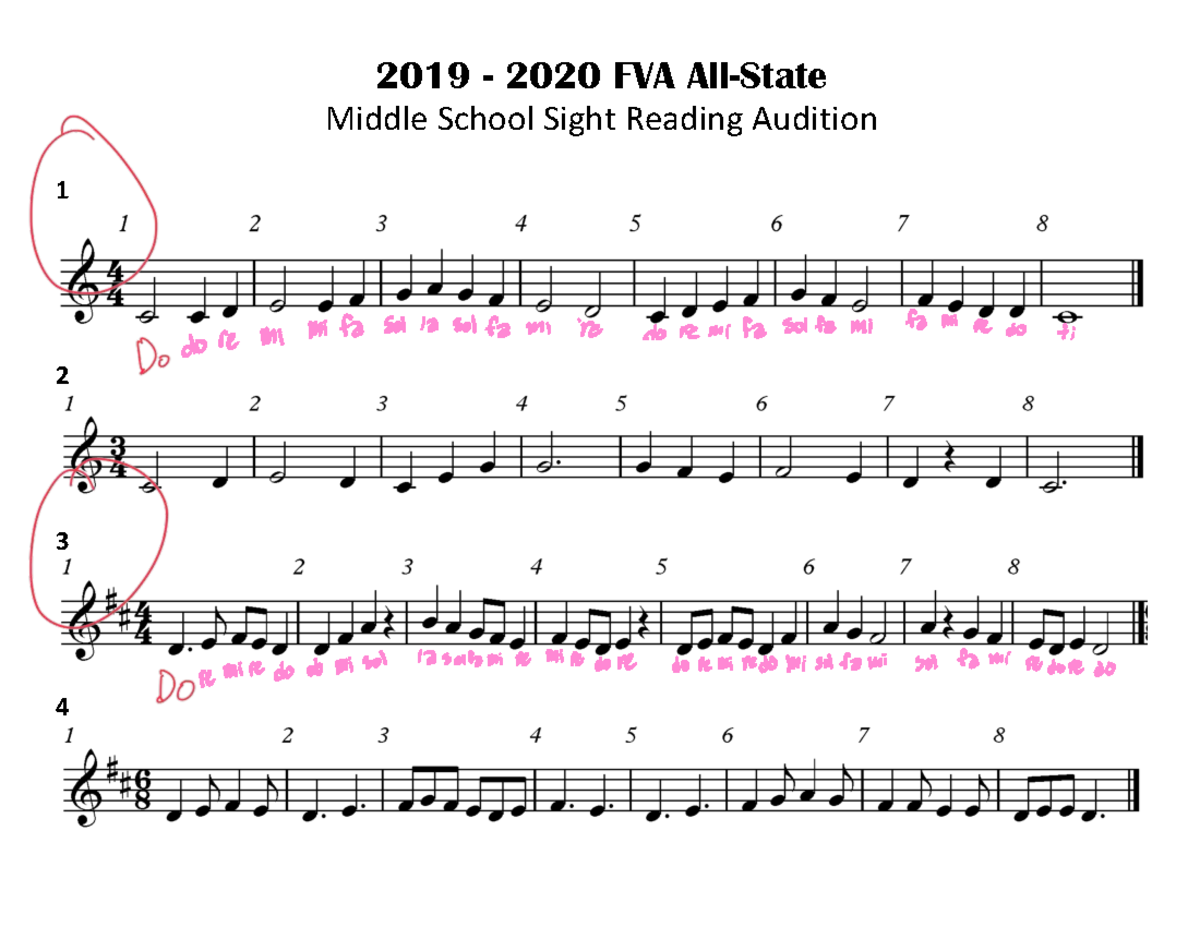 FVA Middle School Choir Formative Audition Notes 2019-2020 - Studocu