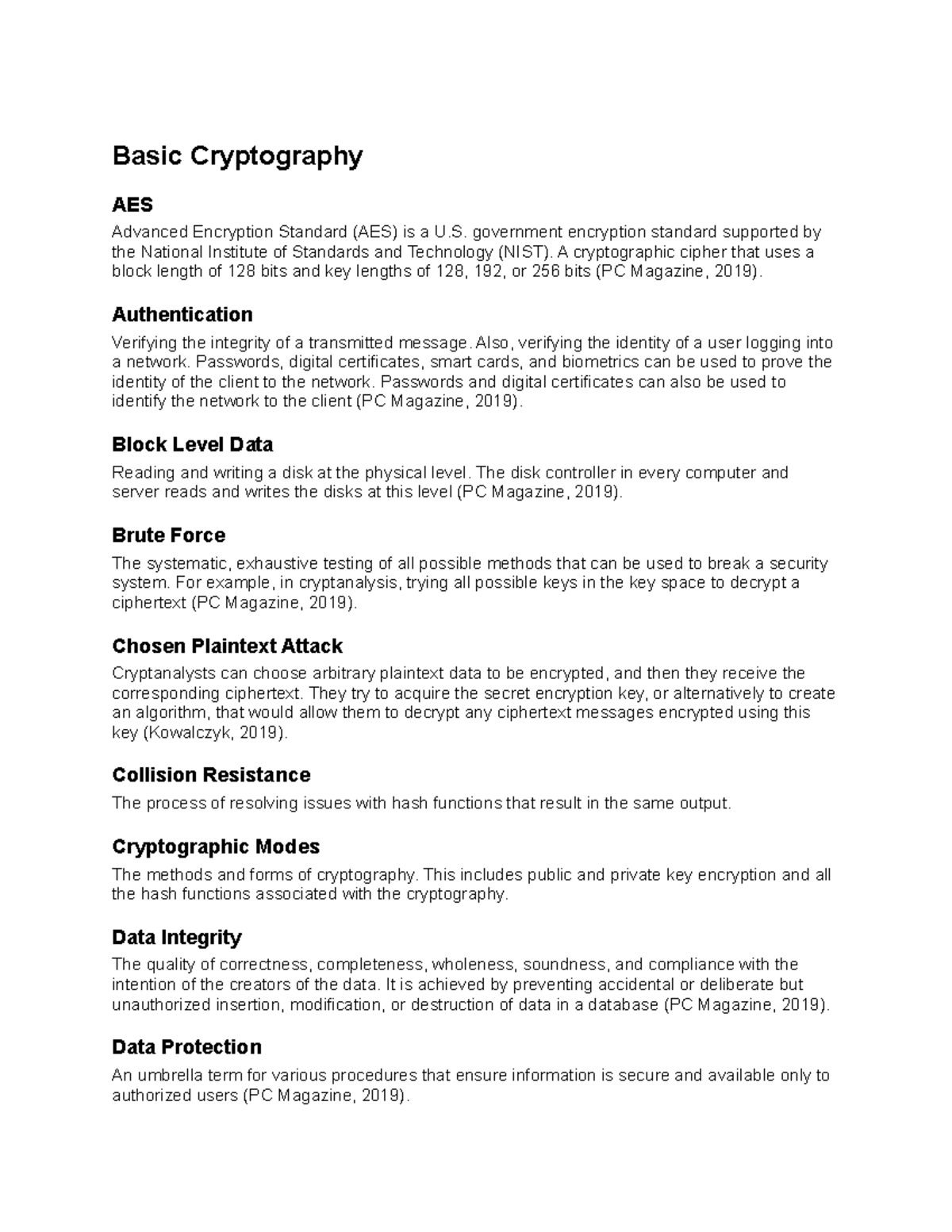 Glossary of Basic Cryptography Terms and Concepts (CS101) - Studocu