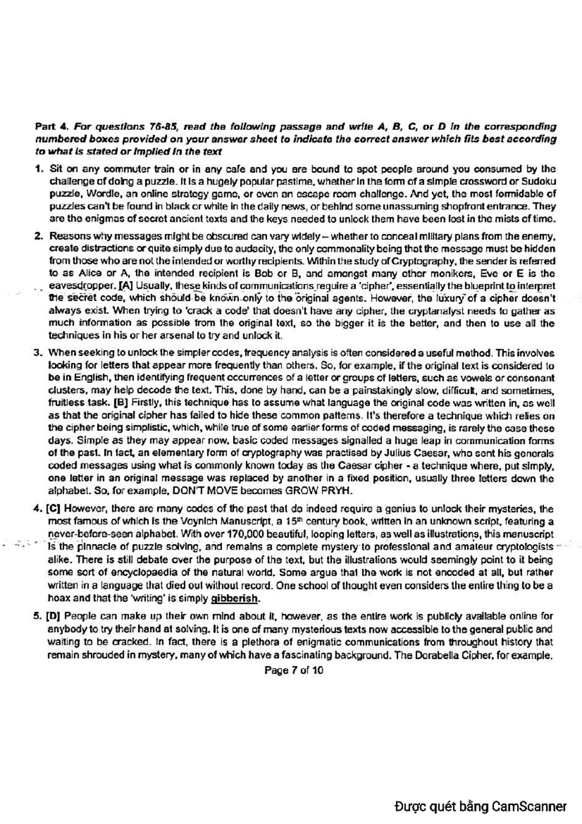 Reading Comprehension Practice: Cryptography & Leadership (Part 4 ...