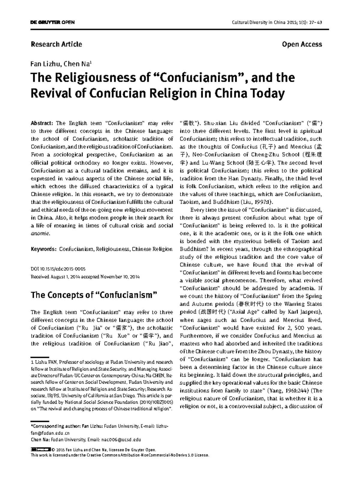 Cultural Diversity in China: The Revival of Confucian Religion Today ...