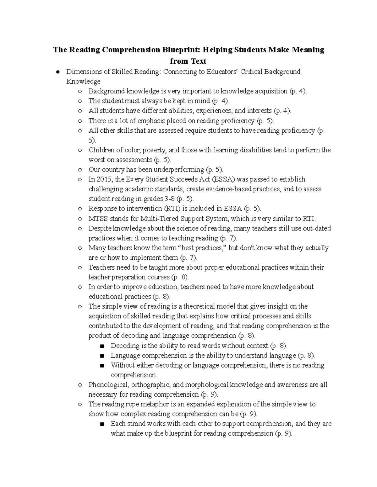 The Reading Comprehension Blueprint Lecture Notes - 1 - Studocu