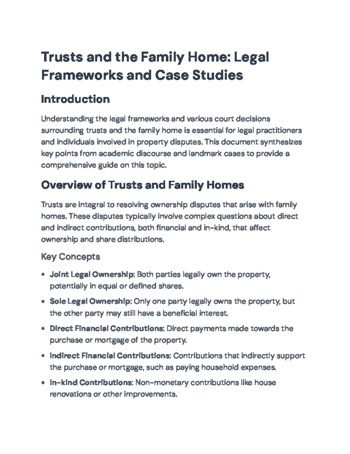 Trusts and Family Homes: Legal Frameworks and Landmark Cases - Trusts ...