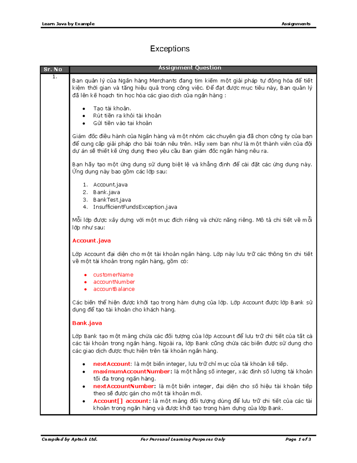 Java Programming Assignment 9: Bank Management System with Exceptions - Studocu