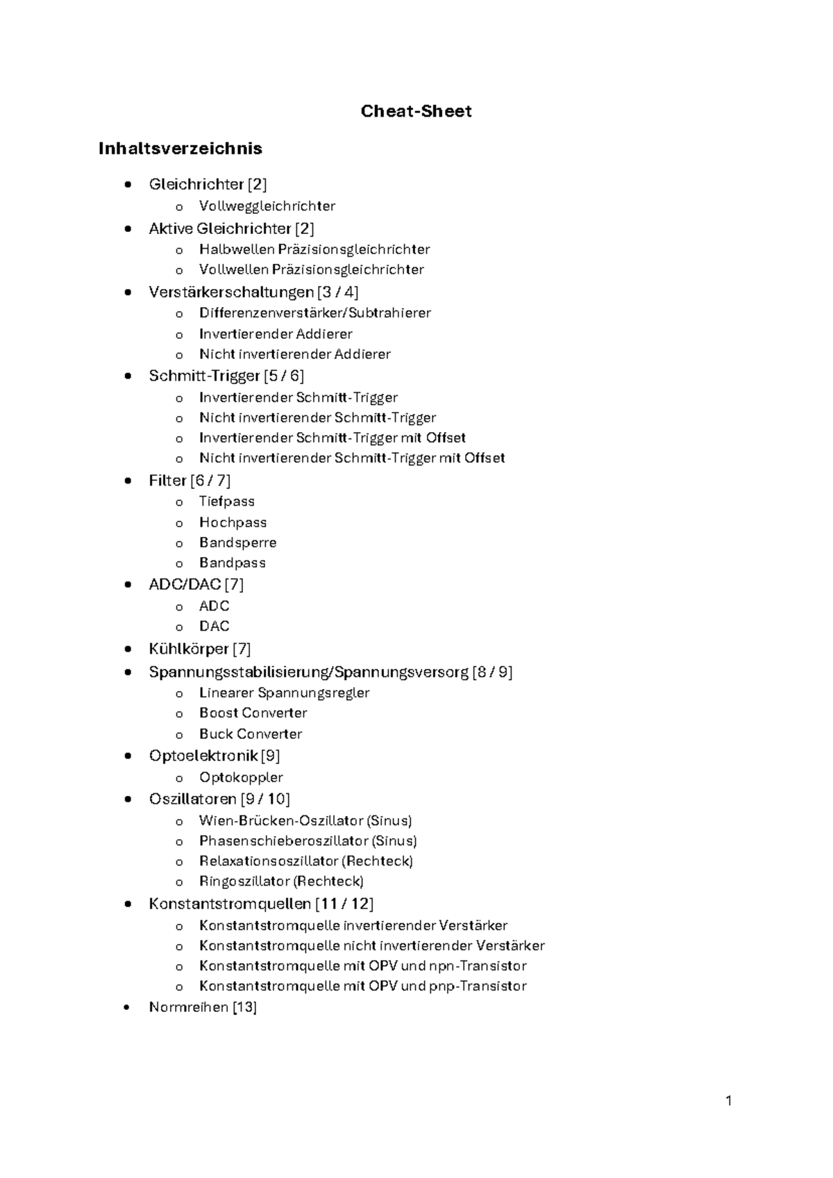 BMSV Cheat Sheet 2024/25: Gleichrichter und Schaltungen - Studocu