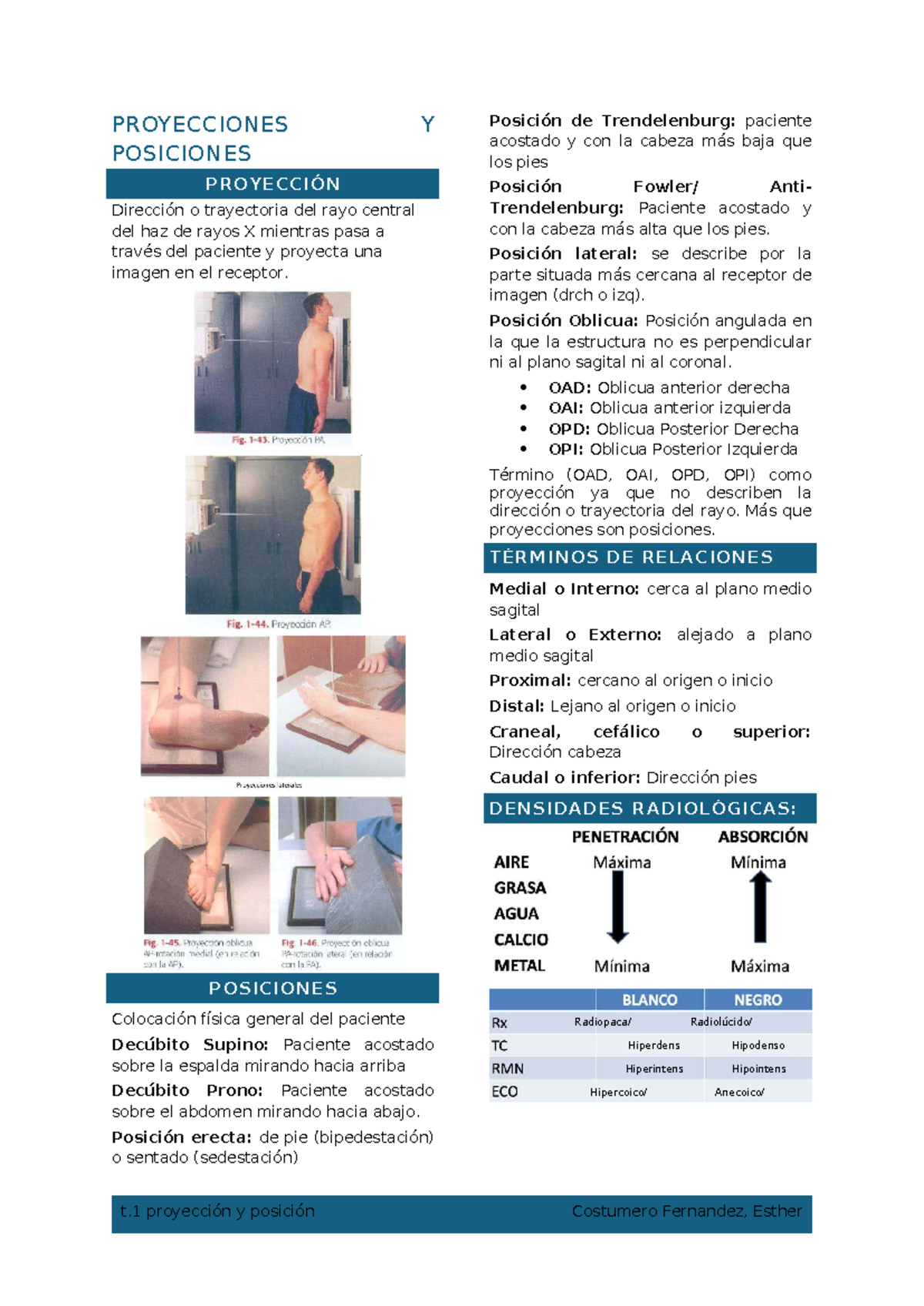 Radiología Simple: Proyecciones y Posiciones en Rayos X - Studocu