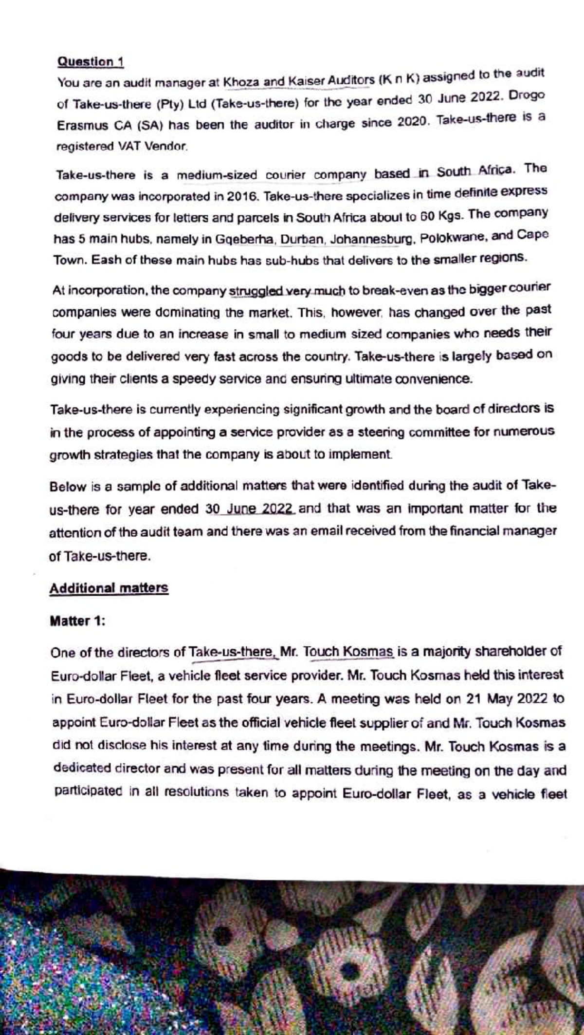 Re Exam 2024 - Audit Case Study & Risk Assessment Notes - Studocu