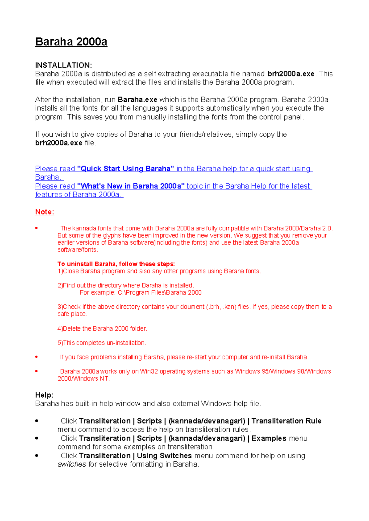 Baraha Installation Guide: Readme for VRT Users - Studocu