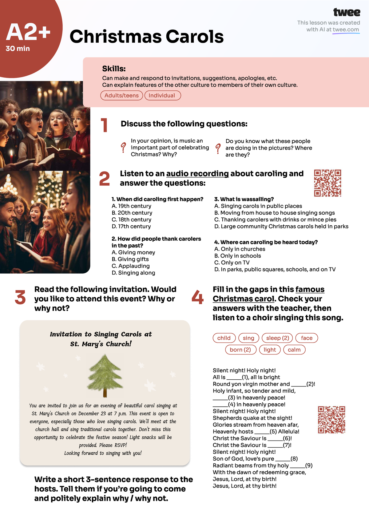 A2P Lesson: Exploring Christmas Carols and Caroling Traditions - Studocu