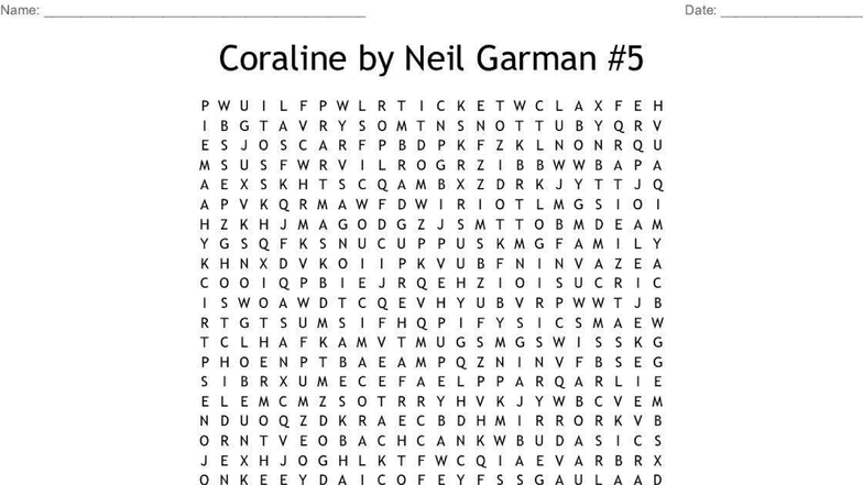 Coraline Novel Study Word Search Activity - PWUILFPWLRTICKETWCLAXFEH ...
