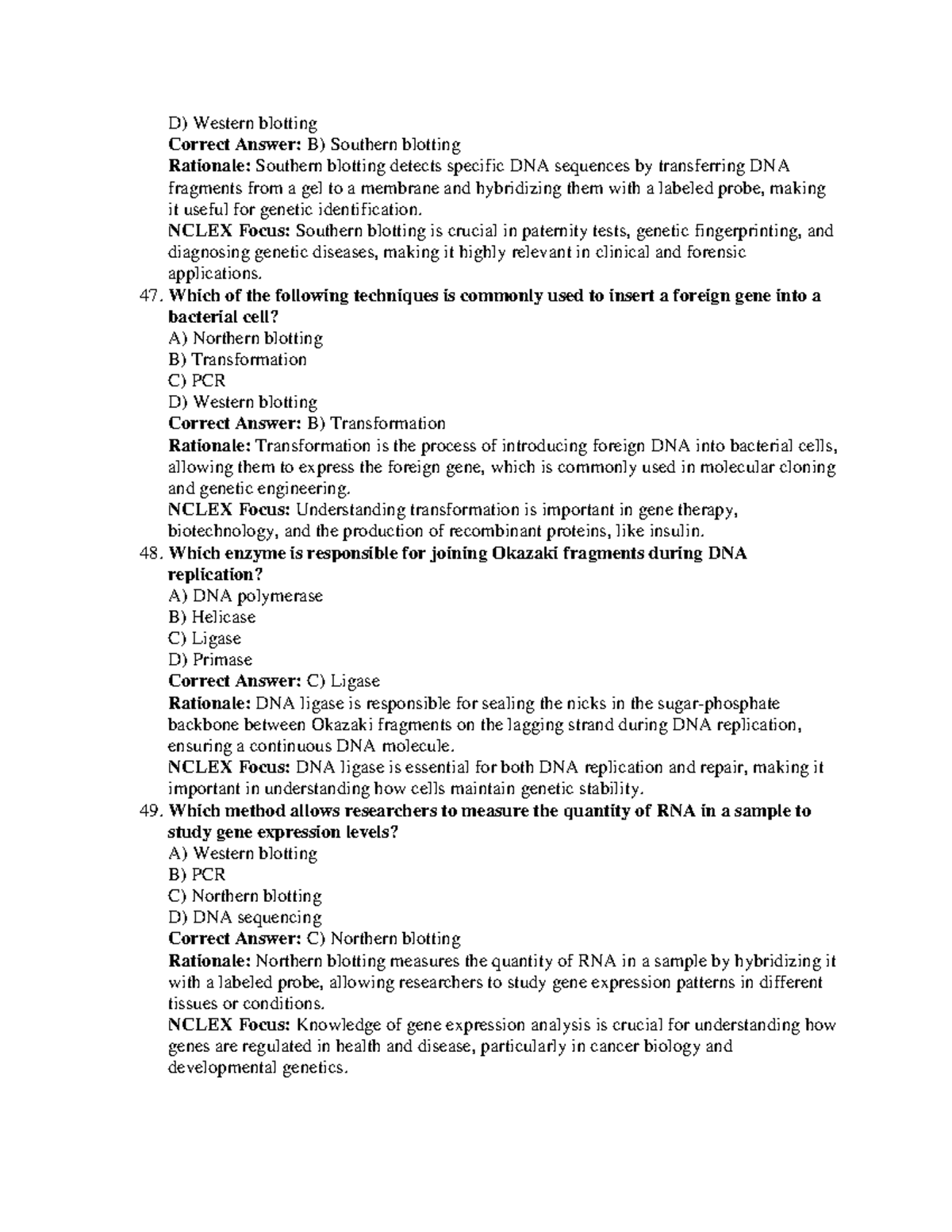 Genetics Test Bank: Key Techniques & Concepts (2024) - Studocu