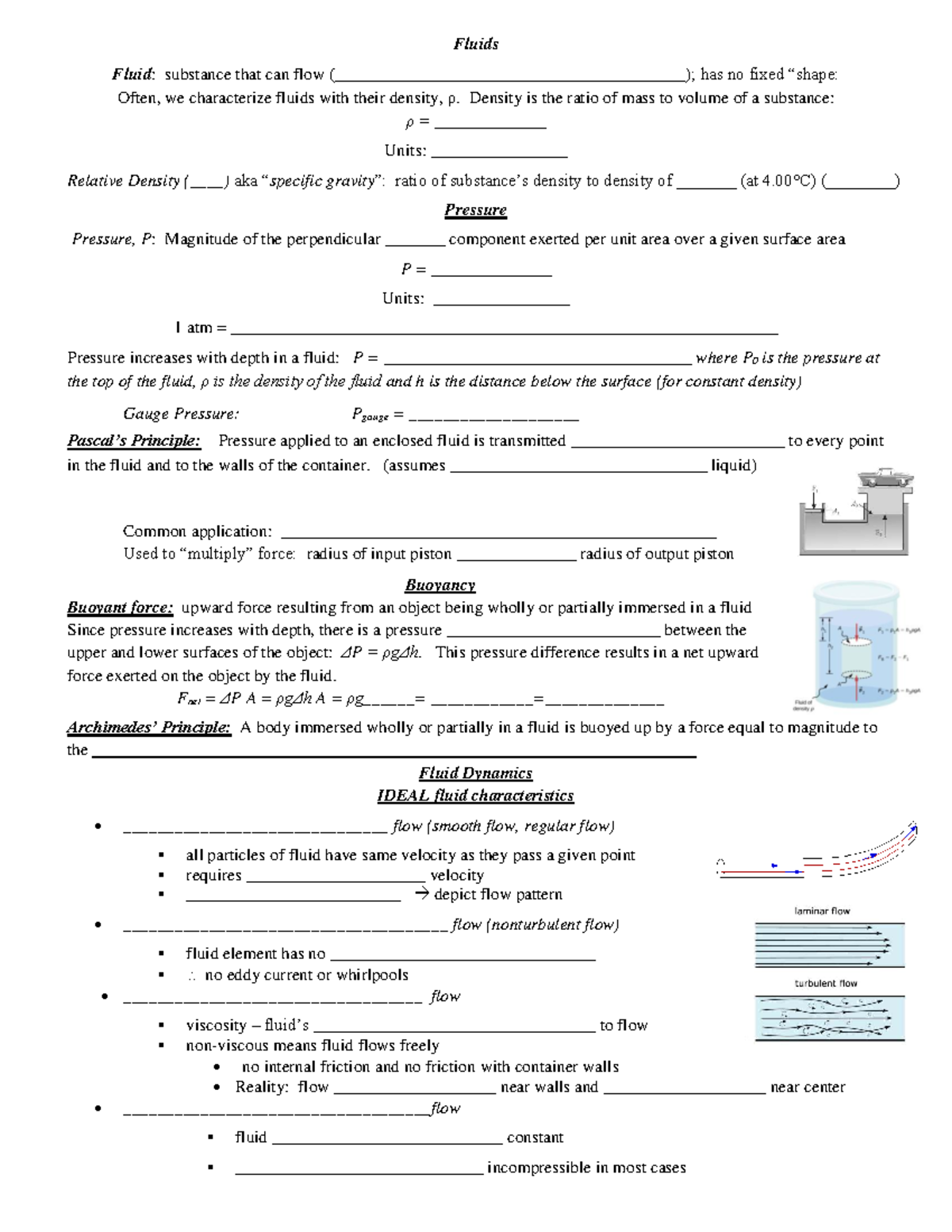 Fluids Notes & Examples for AP Physics 1 - 2025 Study Guide - Studocu
