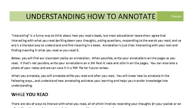MCHS Lecture Notes: Mastering the Art of Annotation - Studocu