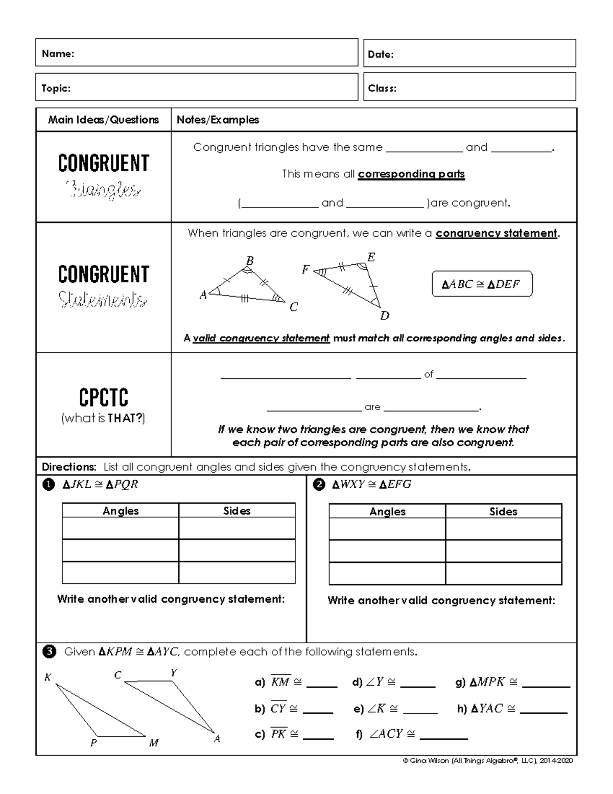 Congruent Triangles - Geometry Study Notes (Math 101) - Studocu