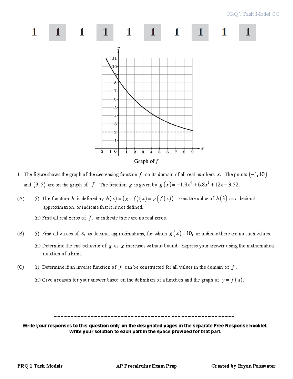 FRQ 1 & 2 - AP Precalc Topic 2A Exam Practice Guide - Studocu