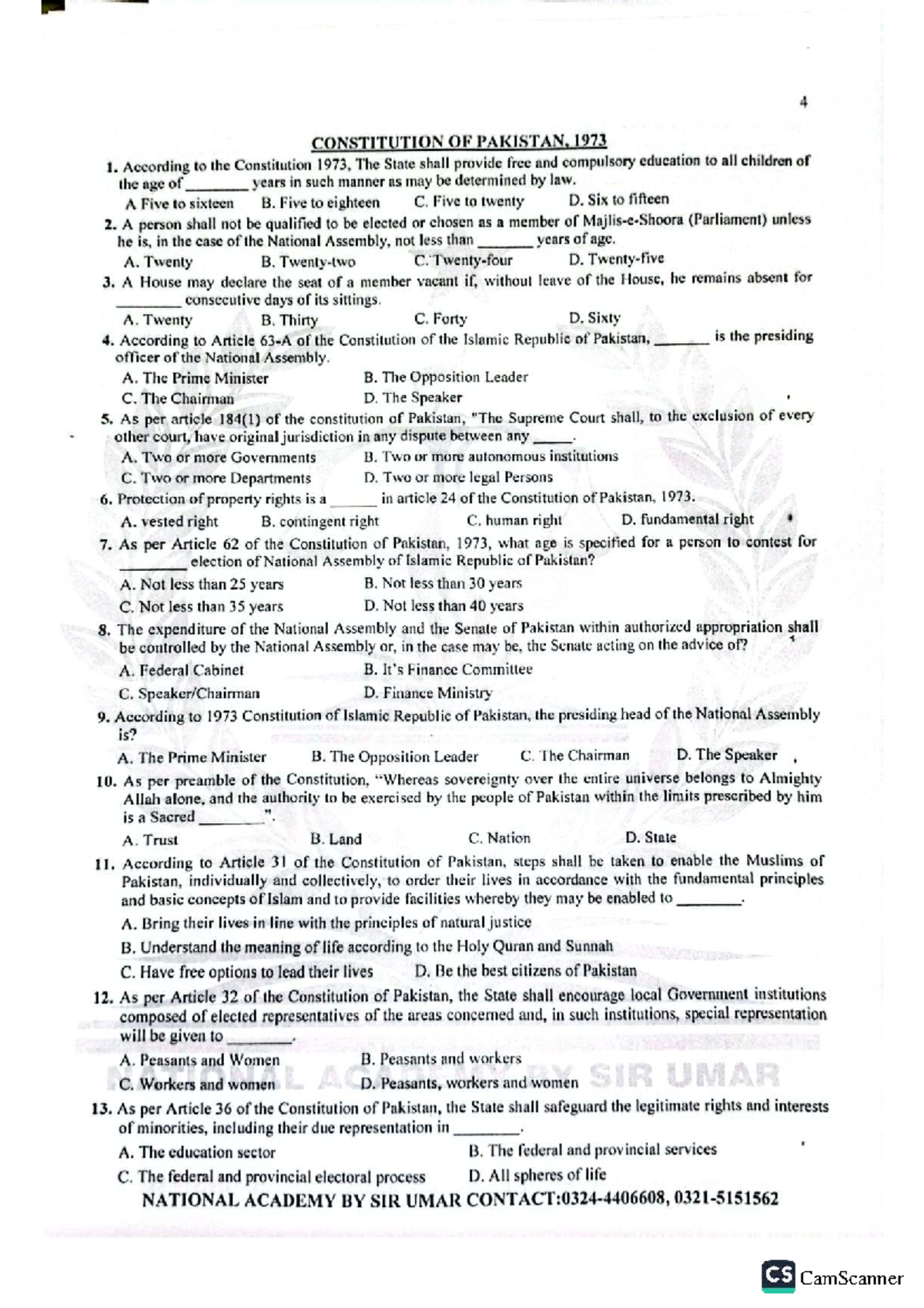 2440-Constitution of Pakistan 1973 LAW GAT MCQs PDF-by-Admin-(taleem ...