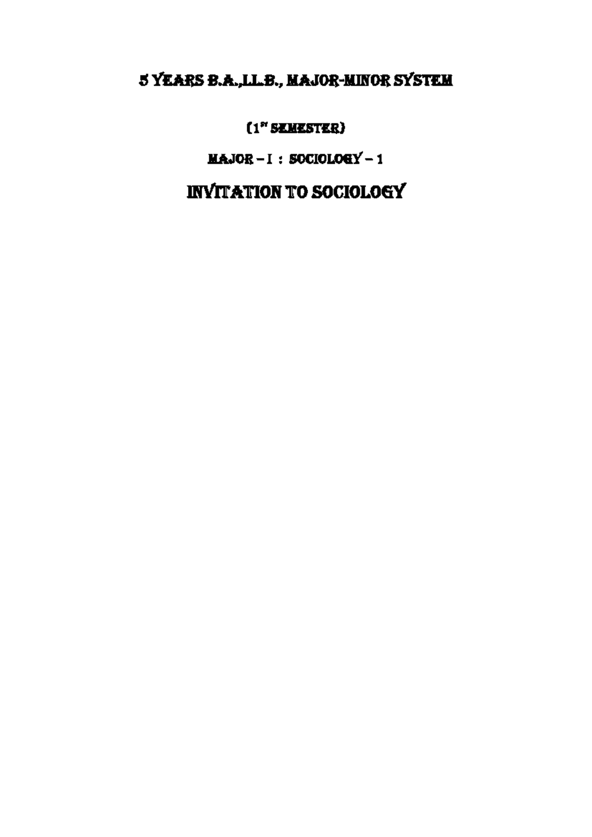 Sociology 1 - Major Concepts and Scope Overview - Studocu
