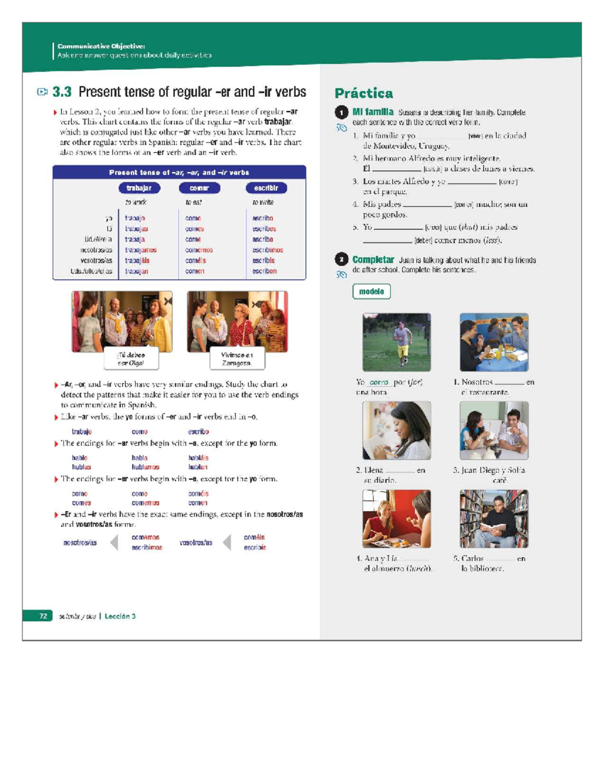 VHL | Aventuras 7e: Lección 3 - Present Tense Verbs Practice - Studocu