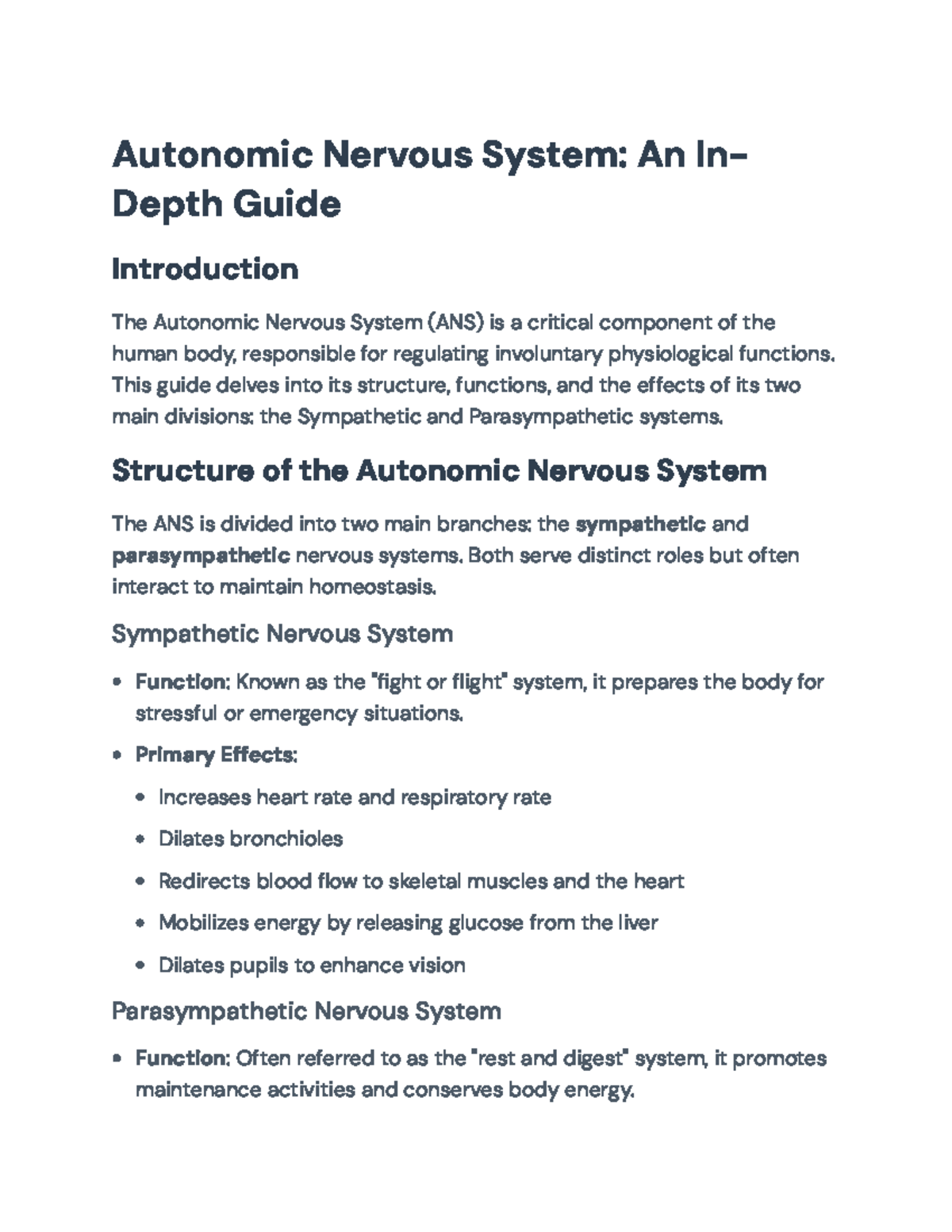Understanding the Autonomic Nervous System: Functions & Pathways ...
