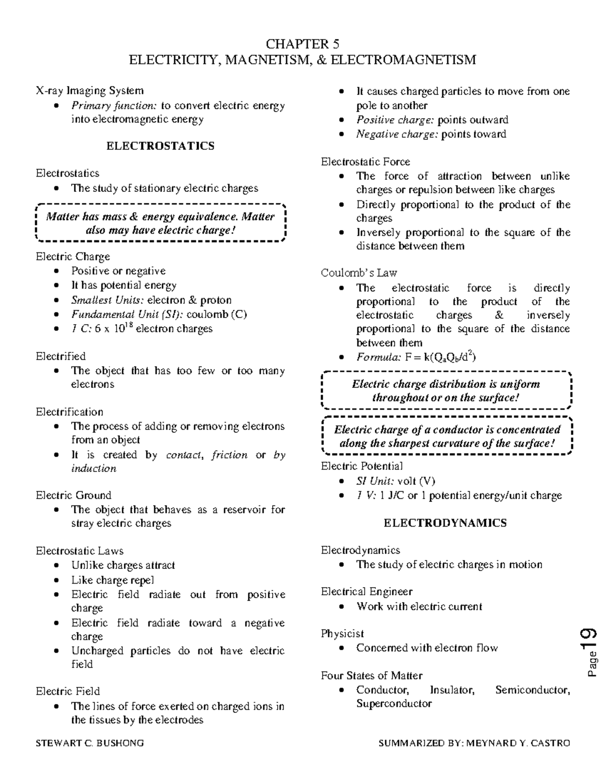 CHAPTER 5: ELECTRICITY, MAGNETISM, & ELECTROMAGNETISM NOTES - Studocu