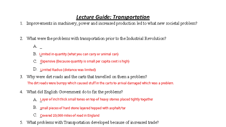 Transportation 1 Lecture Guide: Advancements & Challenges - Studocu