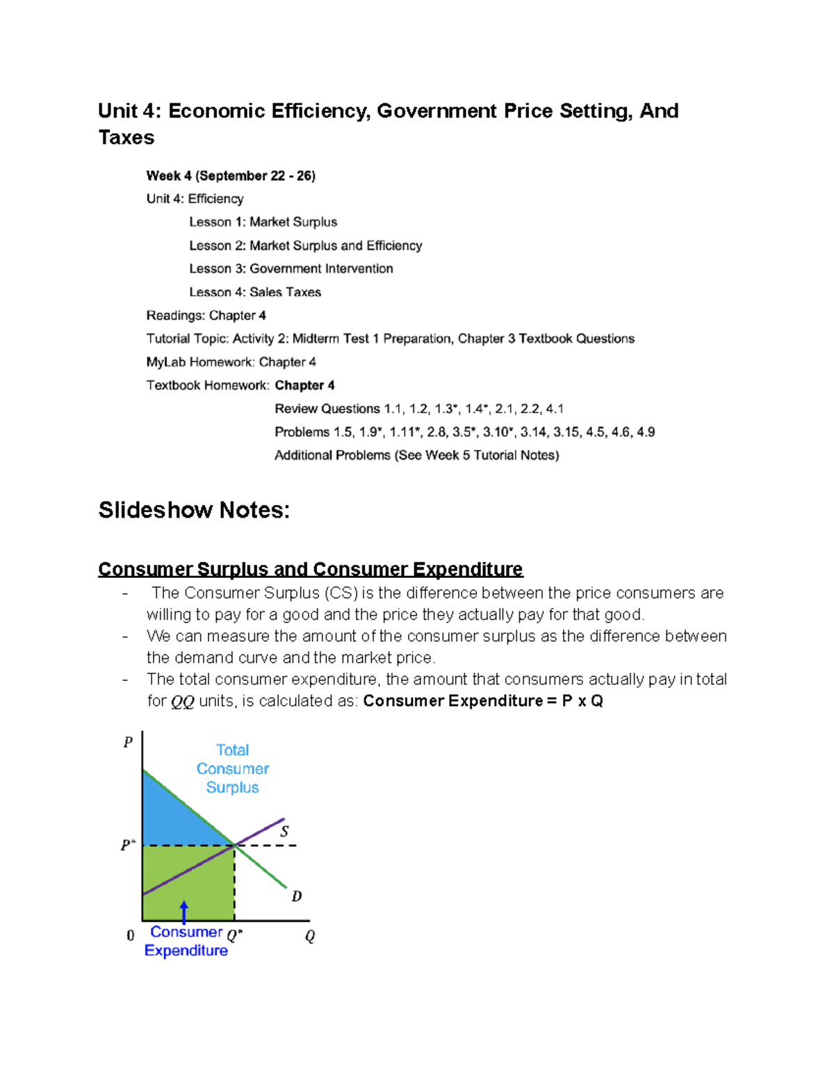Unit 4: Economic Efficiency, Price Controls, and Tax Impacts - Studocu