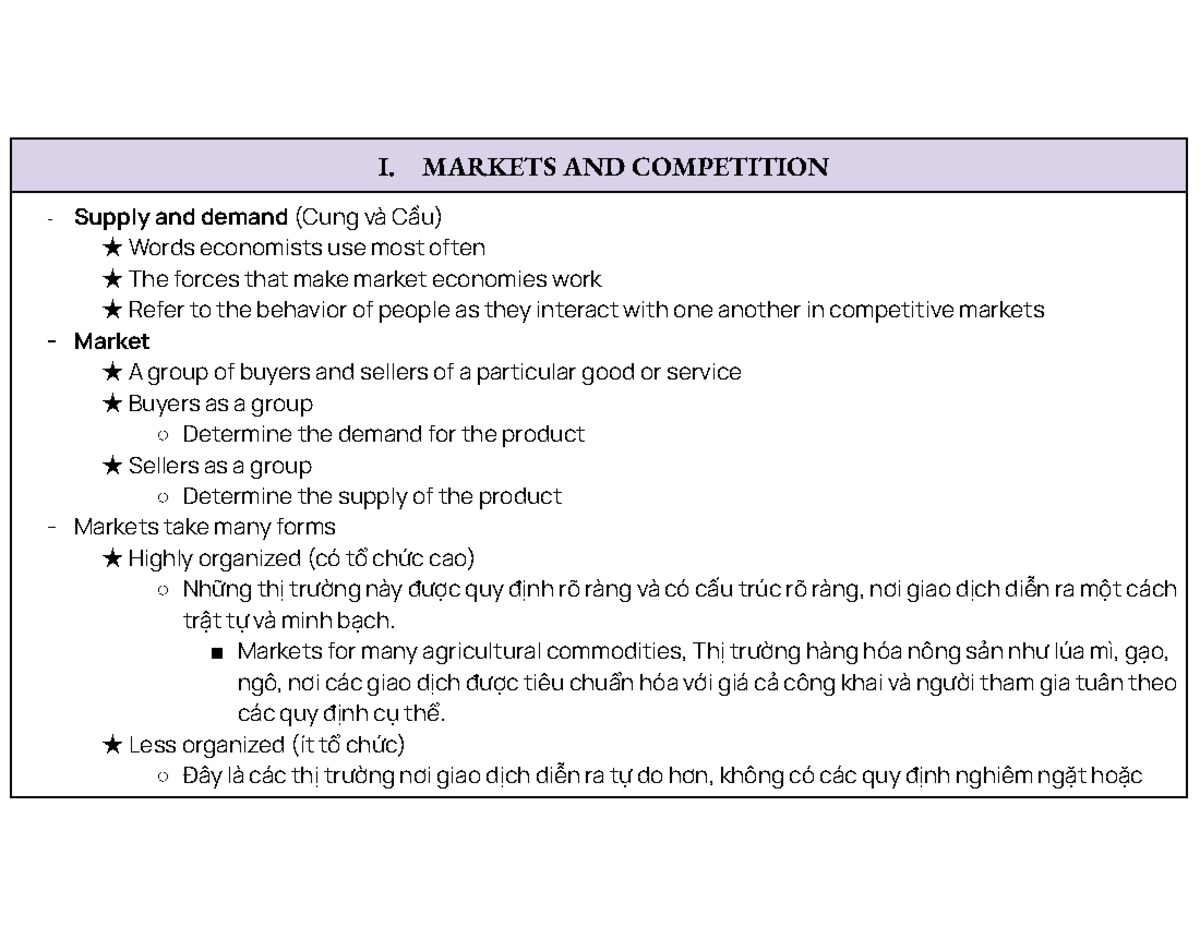 Chapter 4. THE Market Forces OF Supply AND Demand - I. MARKETS AND ...