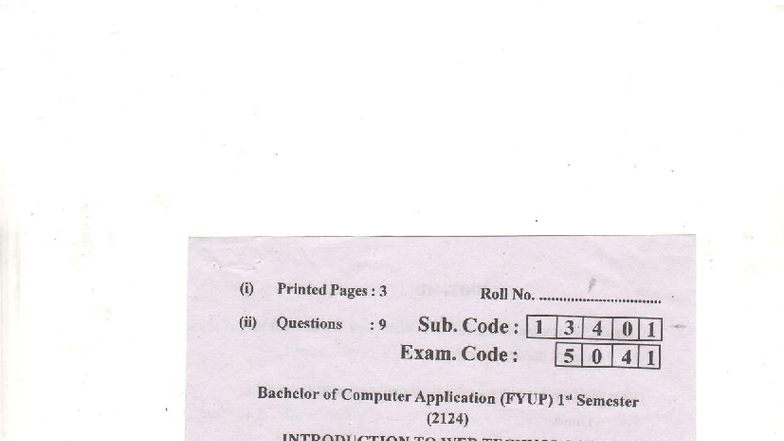 BCA 101 - Introduction to Web Technologies Exam Paper (Dec 2024) - Studocu