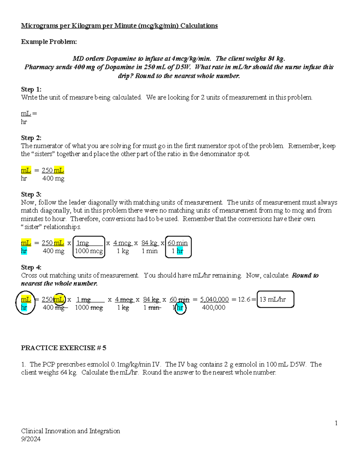 Critical Care IV Calculations: Infusion Rate Examples and Practice ...