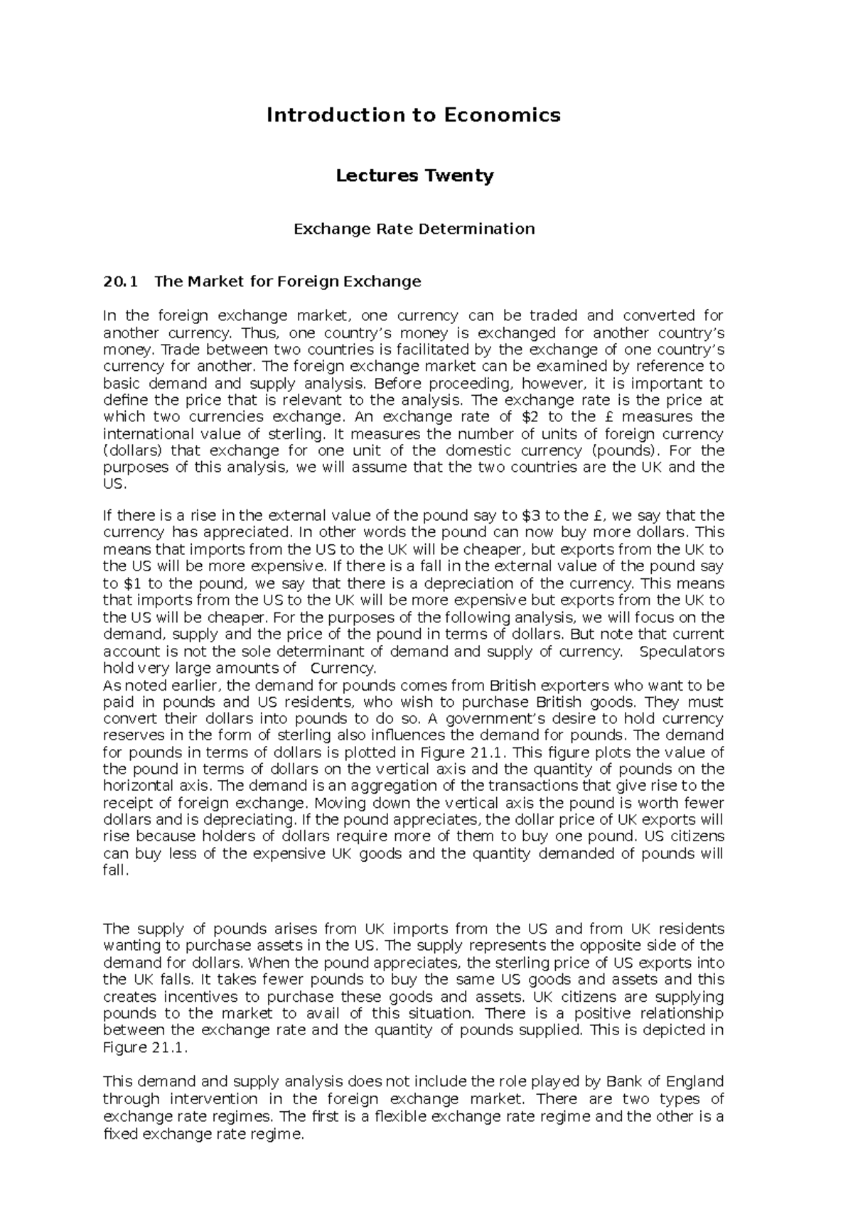 Lecture Notes 19: Exchange Rate Determination in Economics - Studocu