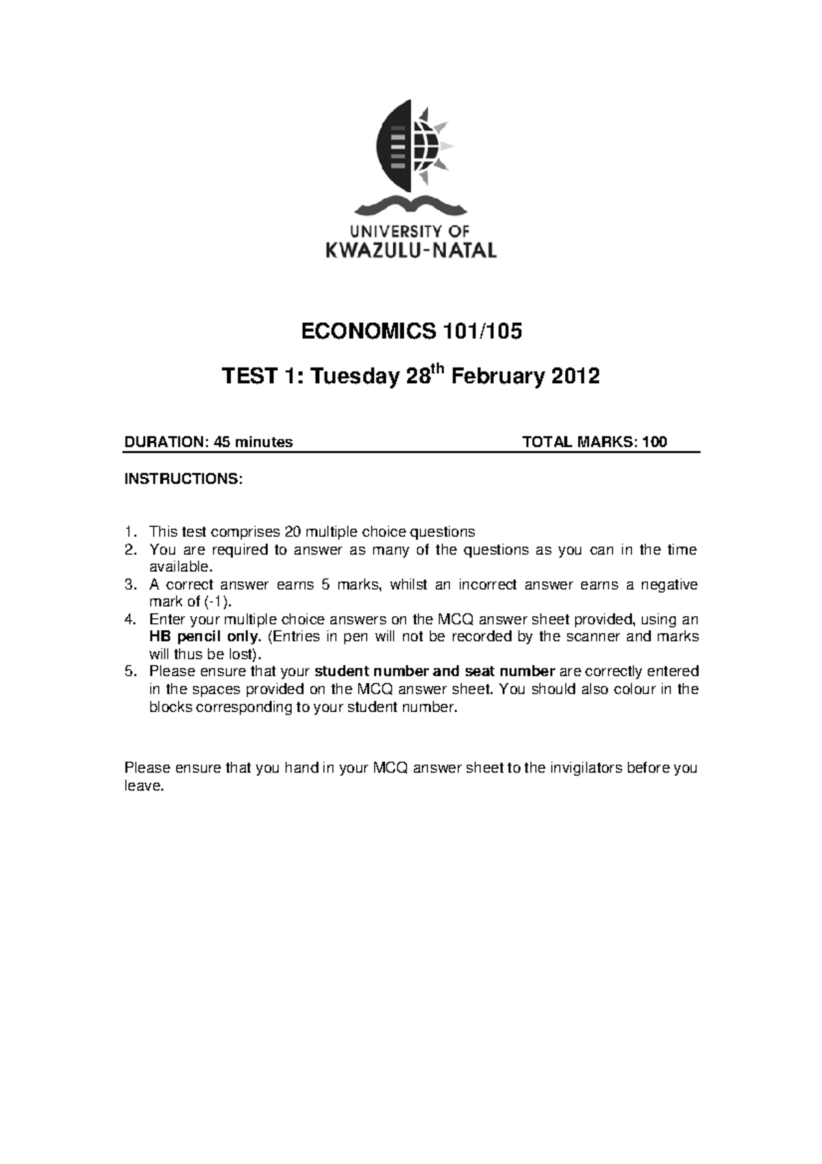 Microsoft Word - 2012 Test1 questions - ECONOMICS 101/ TEST 1: Tuesday ...