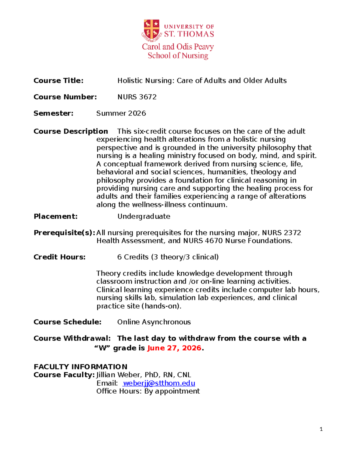 NURS 3672 - Holistic Nursing Care for Adults & Older Adults Syllabus ...
