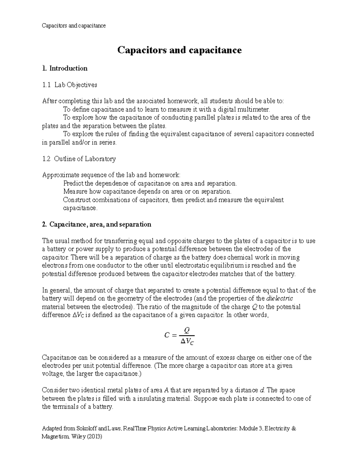 Capacitance Lab Report: Measuring Capacitors (PHYS 101) - Studocu
