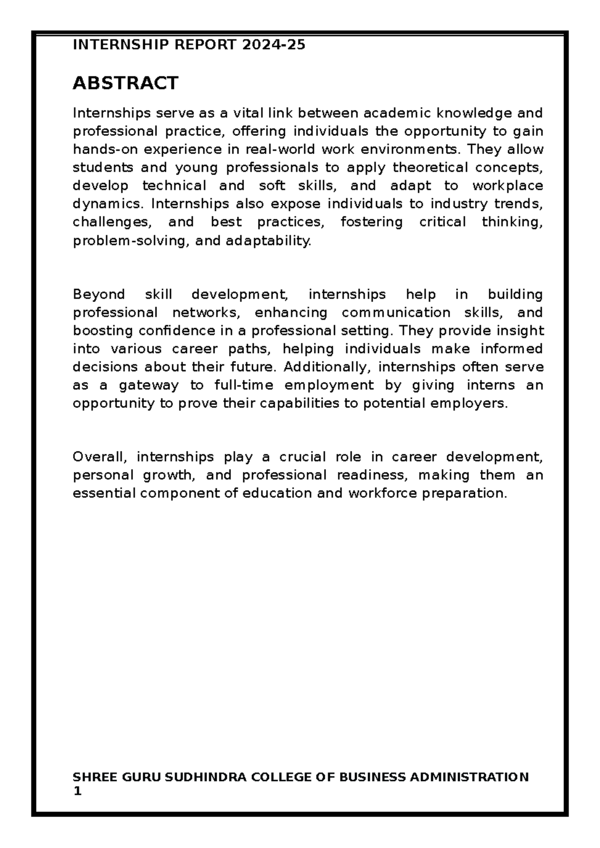 INTERNSHIP REPORT ON Bhatkal Urban Bank - SHREE GURU SUDHINDRA COLLEGE ...