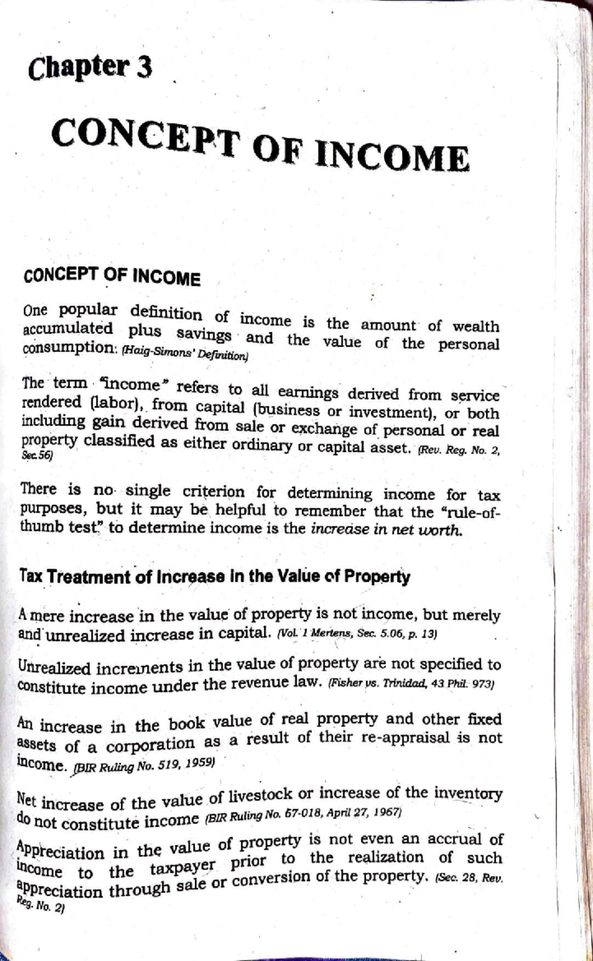 Chapter 3: Concept of Income - Income Taxation Notes - Studocu