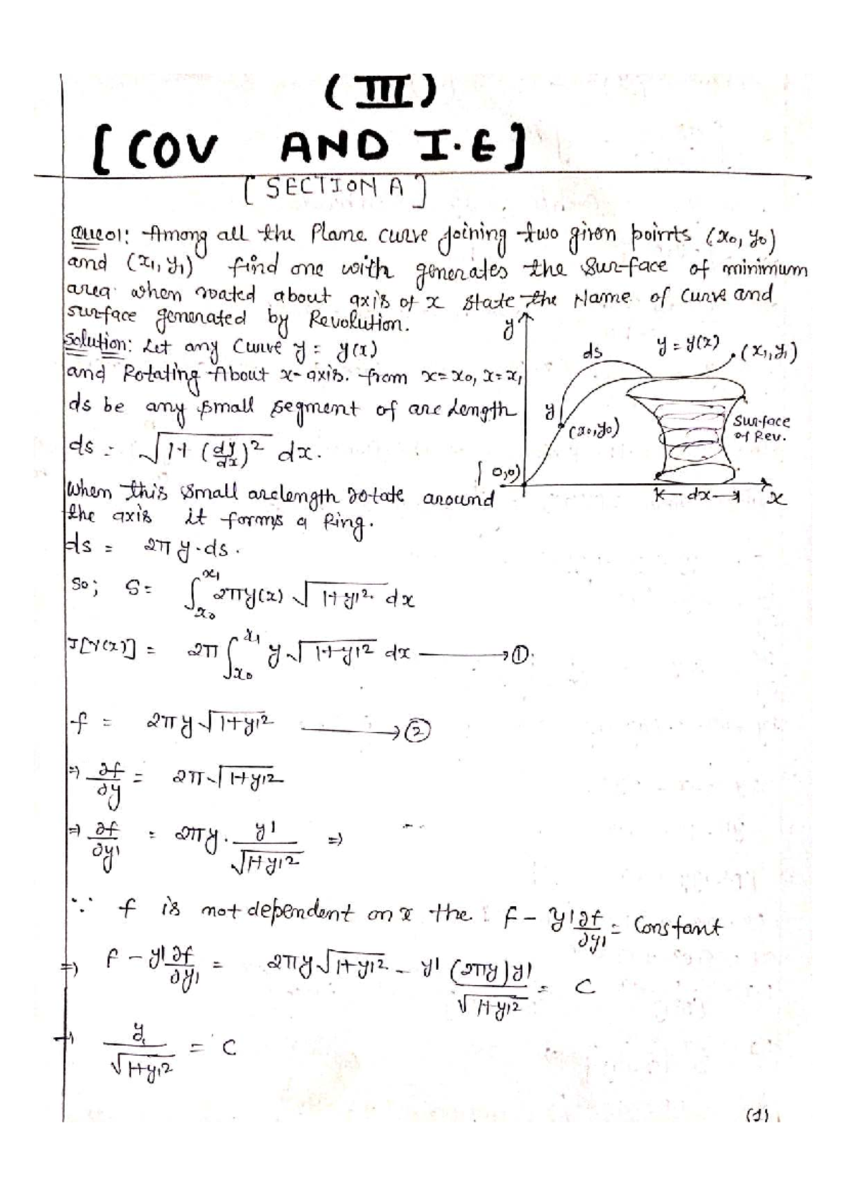COV & I.E: Minimum Area Surface and Eigen Functions Analysis - Studocu
