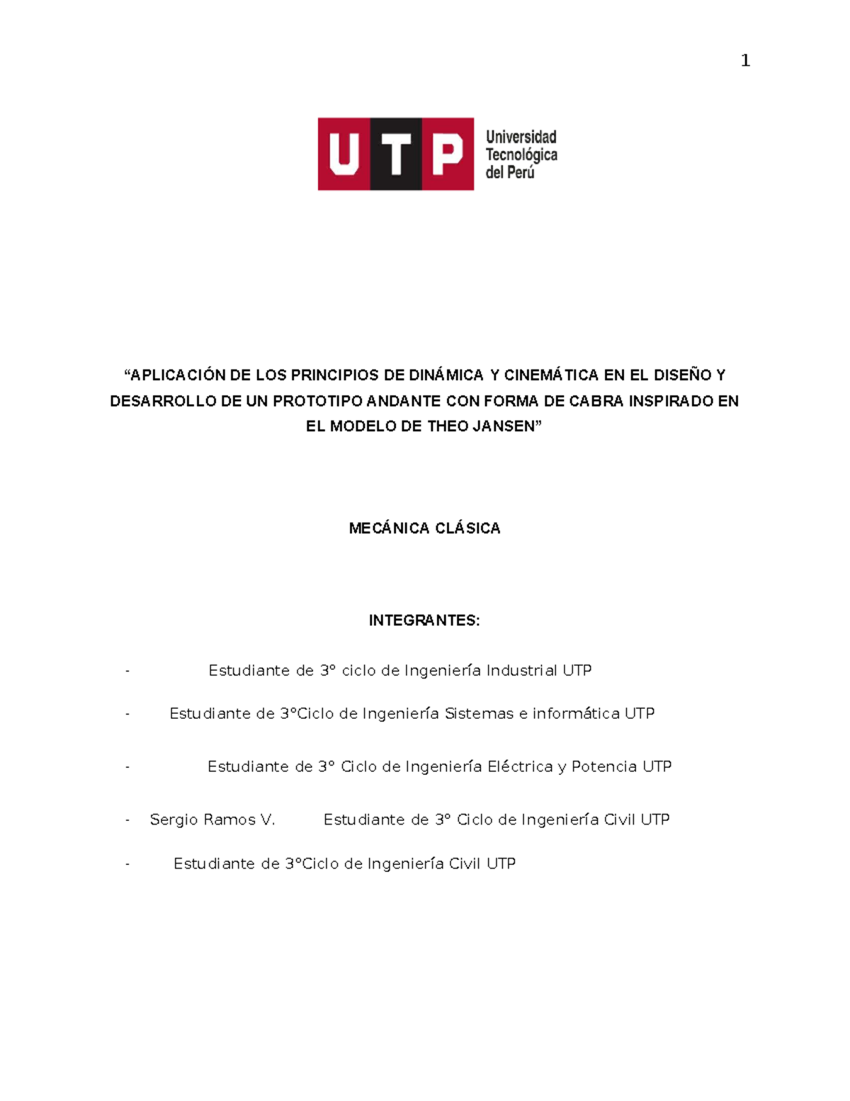 Avance de Proyecto: Prototipo Andante Inspirado en Theo Jansen - UTP ...
