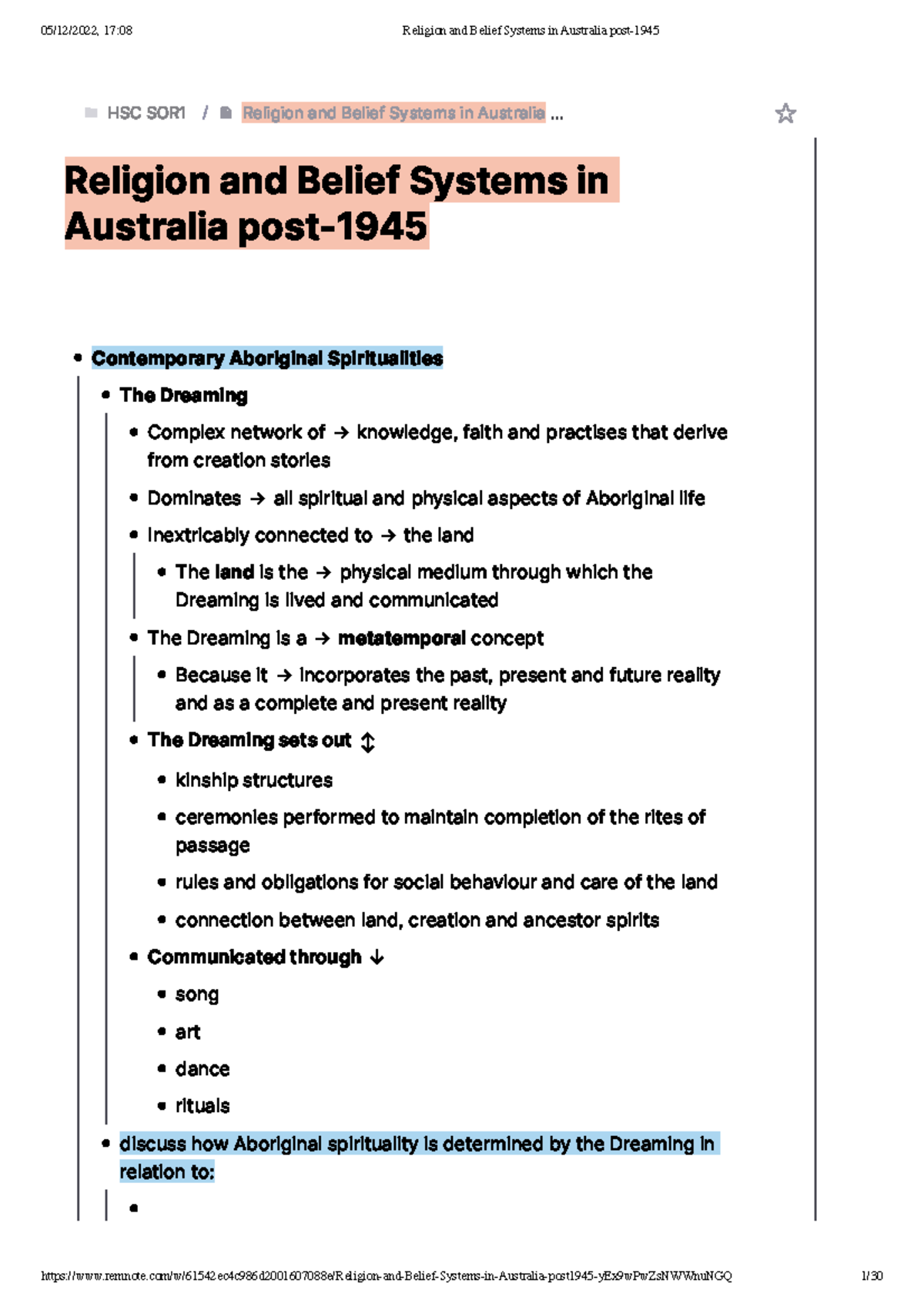HSC SOR 1 Final Exam Notes: Religion & Belief Systems in Australia ...