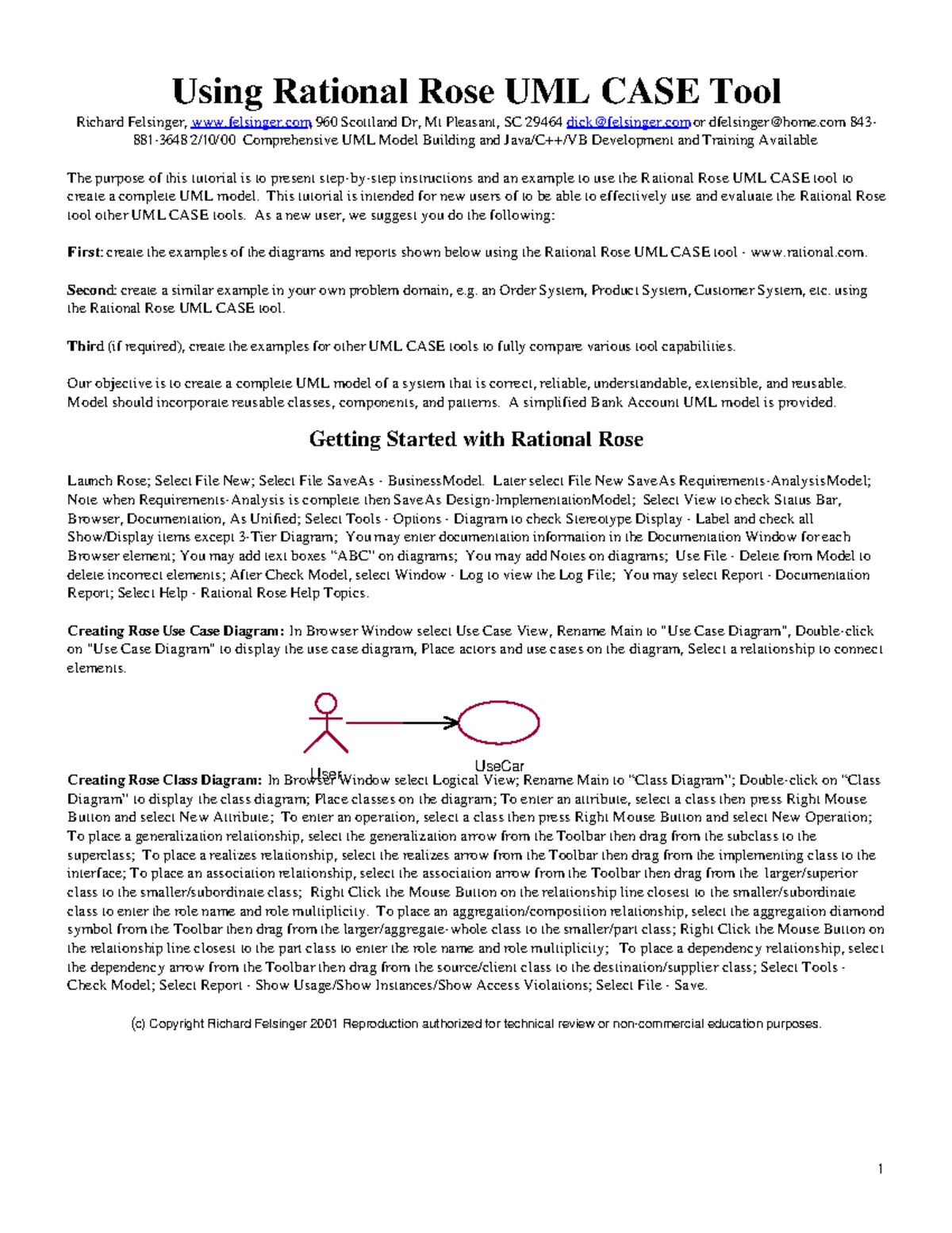 Using Rational Rose UML CASE Tool: A Comprehensive Tutorial - Studocu