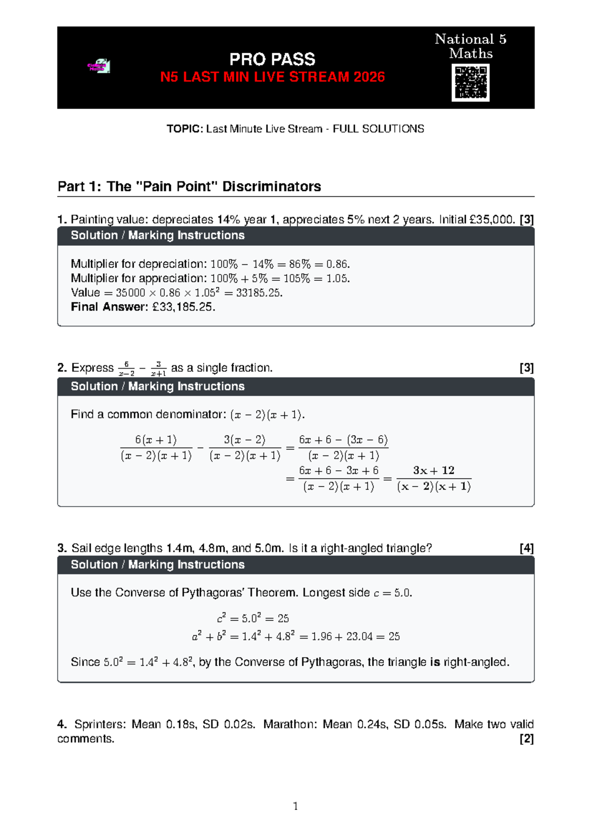 PRO PASS National 5 Maths N5 LAST MIN LIVE STREAM 2026 FULL SOLUTIONS ...
