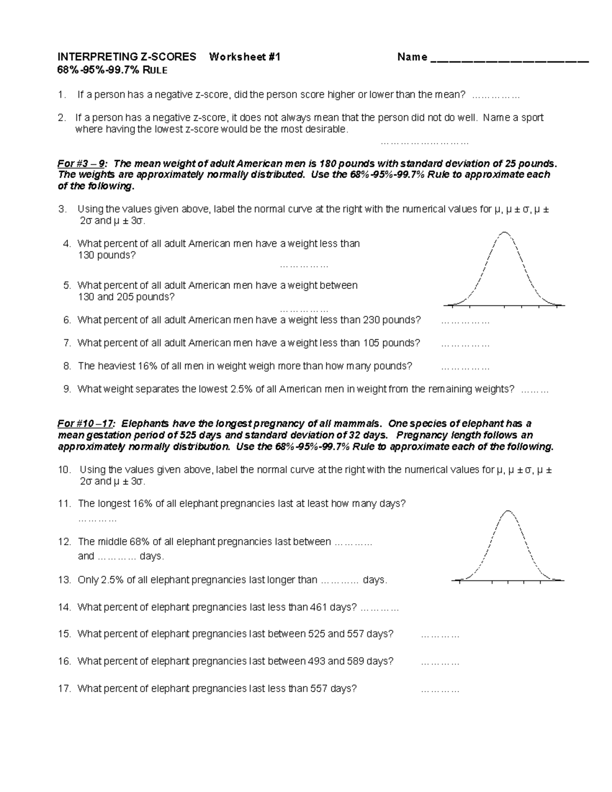 Interpreting Z-Scores: Comprehensive Worksheet for Stats 101 - Studocu