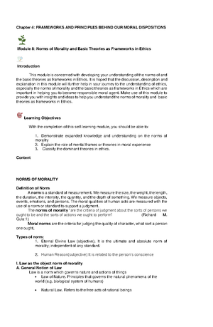 Ethics - CHAPTER 1: INTRODUCTION: KEY CONCEPTS IN ETHICS MODULE 1: ETHICS, and ITS KEY CONCEPTS ...