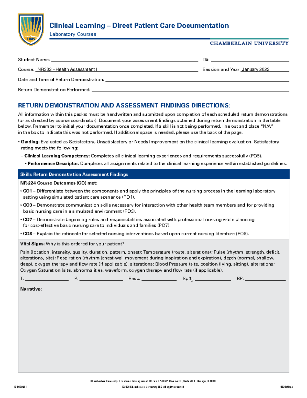 NR-302 Health Assessment Return Demonstration Documentation – Jan 2023 ...