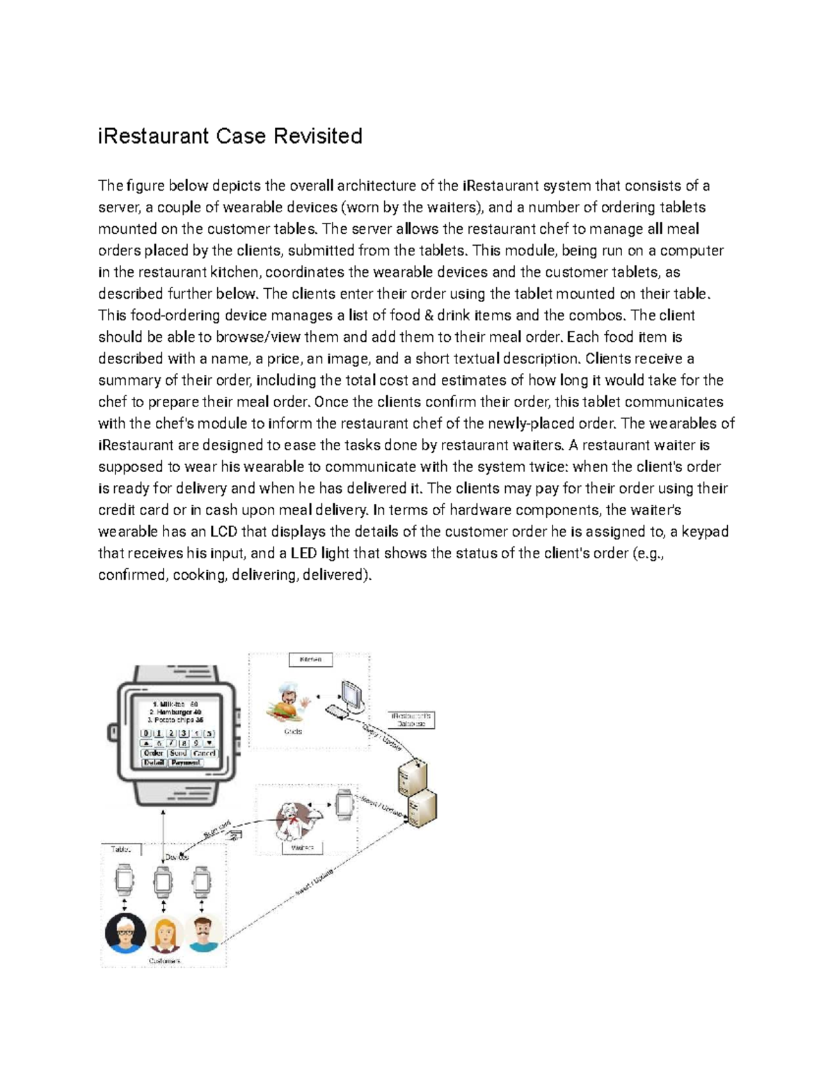 iRestaurant System Architecture - Component Design Homework - Studocu