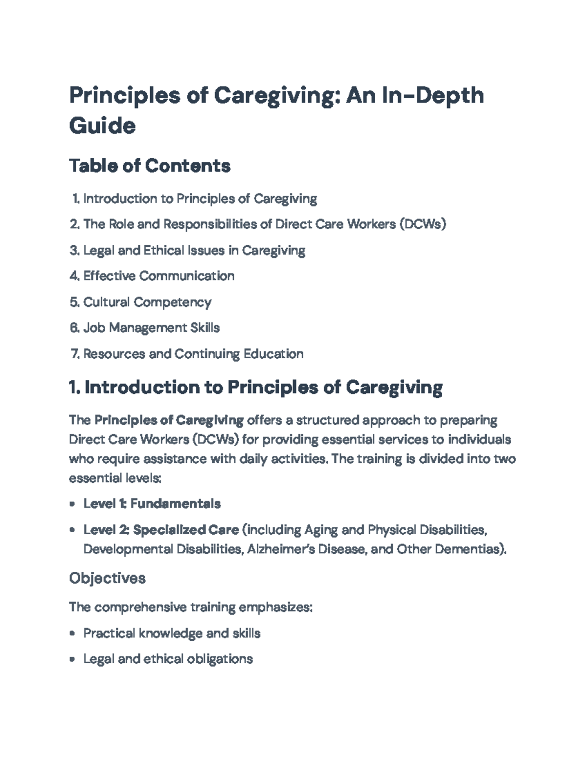 Principles of Caregiving: Essential Training for Direct Care Workers ...