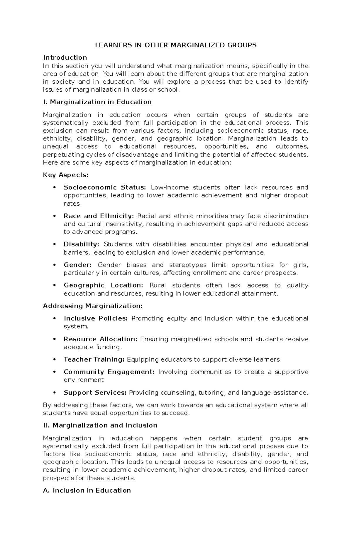 Learners in Marginalized Groups: Challenges & Inclusion Strategies ...