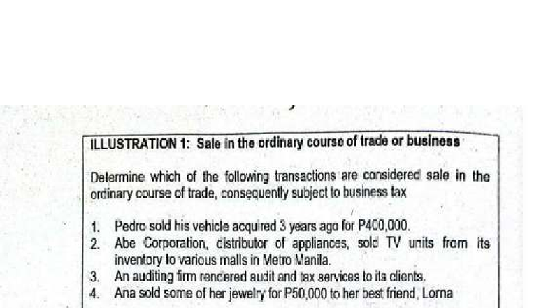 Business Taxation: Sale in the Ordinary Course of Trade Analysis - Studocu