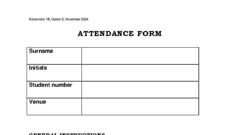ECO01B1-2024 Supplementary Exam Attendance Form and Instructions - Studocu